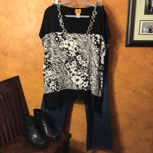 Ruby Rd. | Tops | Ruby Rd Black And White Tunic With Sheer Bottom ...